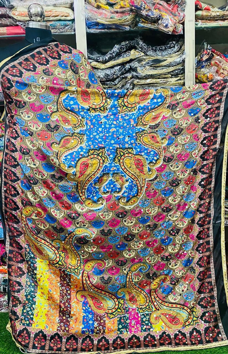 Mirror Work Dupatta Handwork Dupatta 2025MAR0650 – Valaika Design