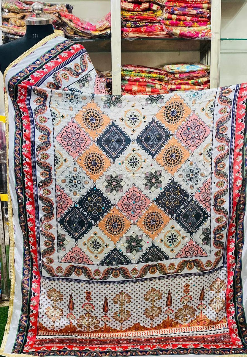 Mirror Work Dupatta Handwork Dupatta 2025Aug0218 – Valaika Design